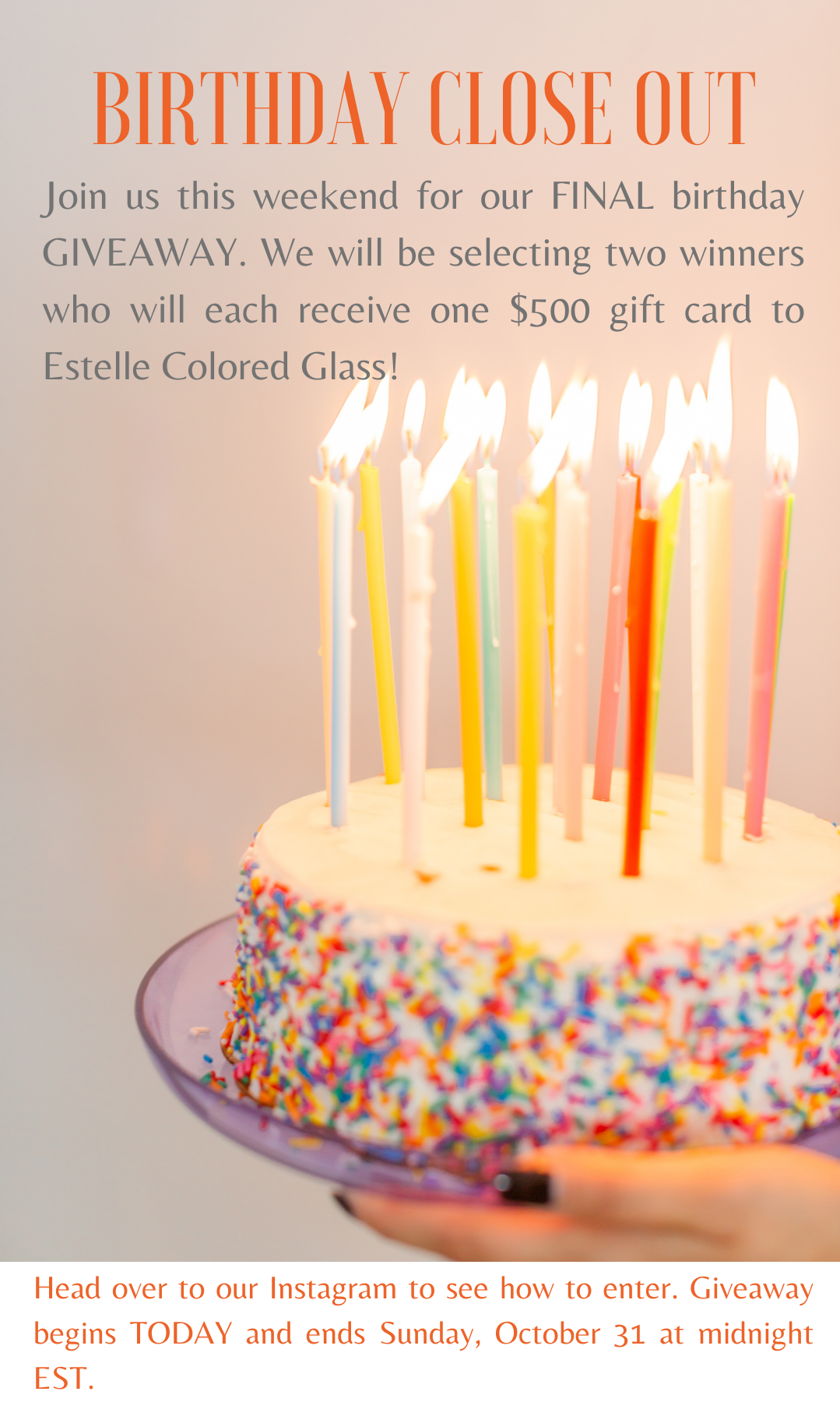 Final Birthday Giveaway + Peacock Table – Estelle Colored Glass