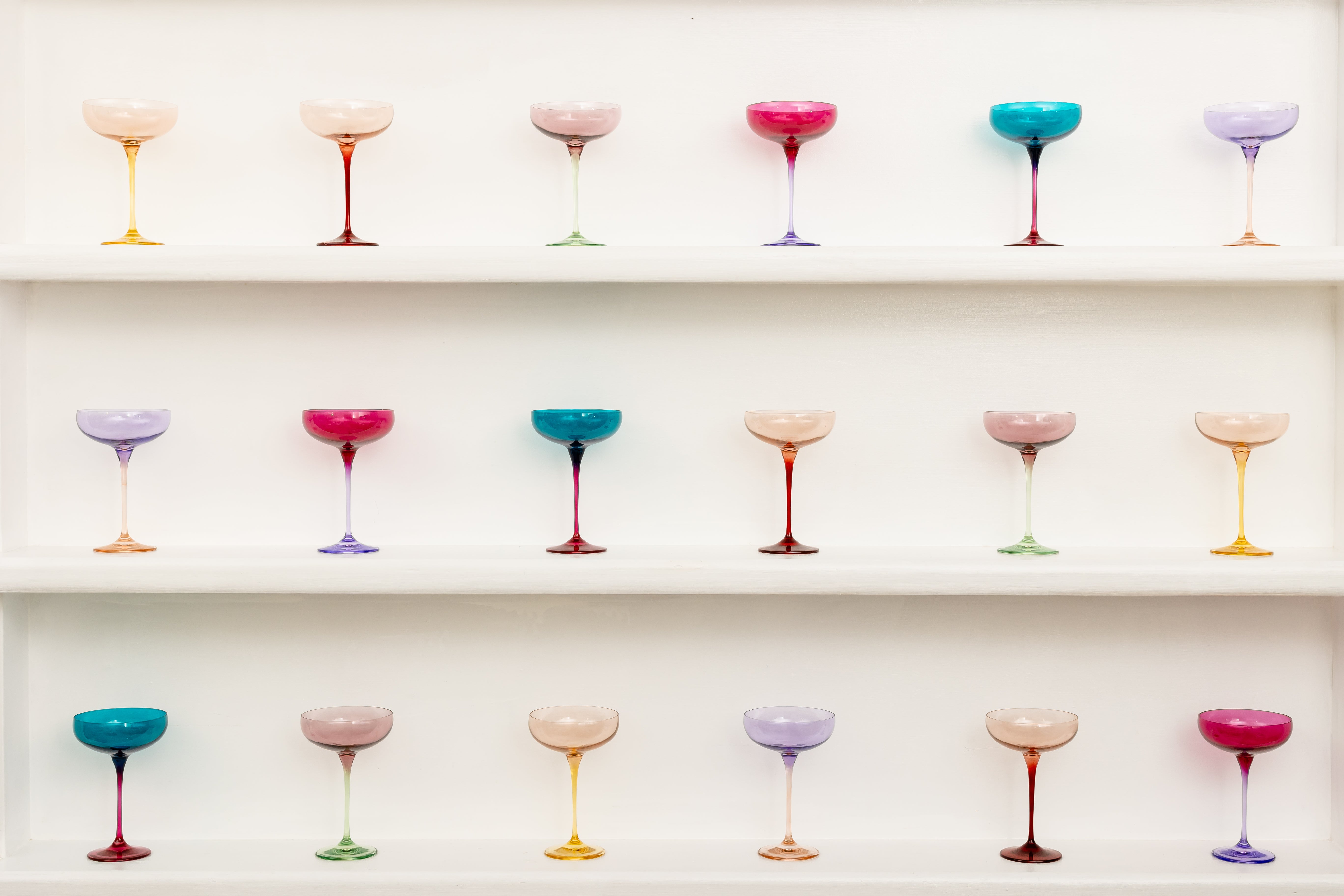 New Arrivals: Colorblock Champagne Coupes – Estelle Colored Glass