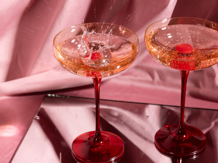 Limited Edition Colorblock Champagne Coupes – Estelle Colored Glass