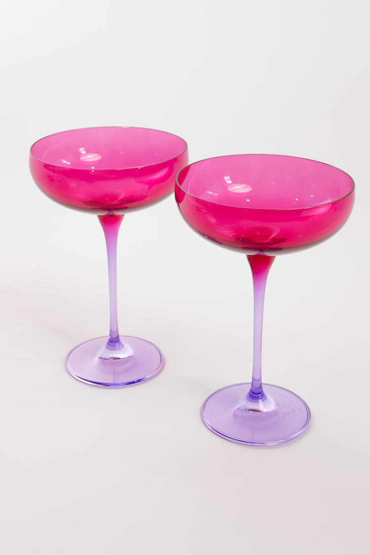 Colorblock Champagne Coupes – Estelle Colored Glass