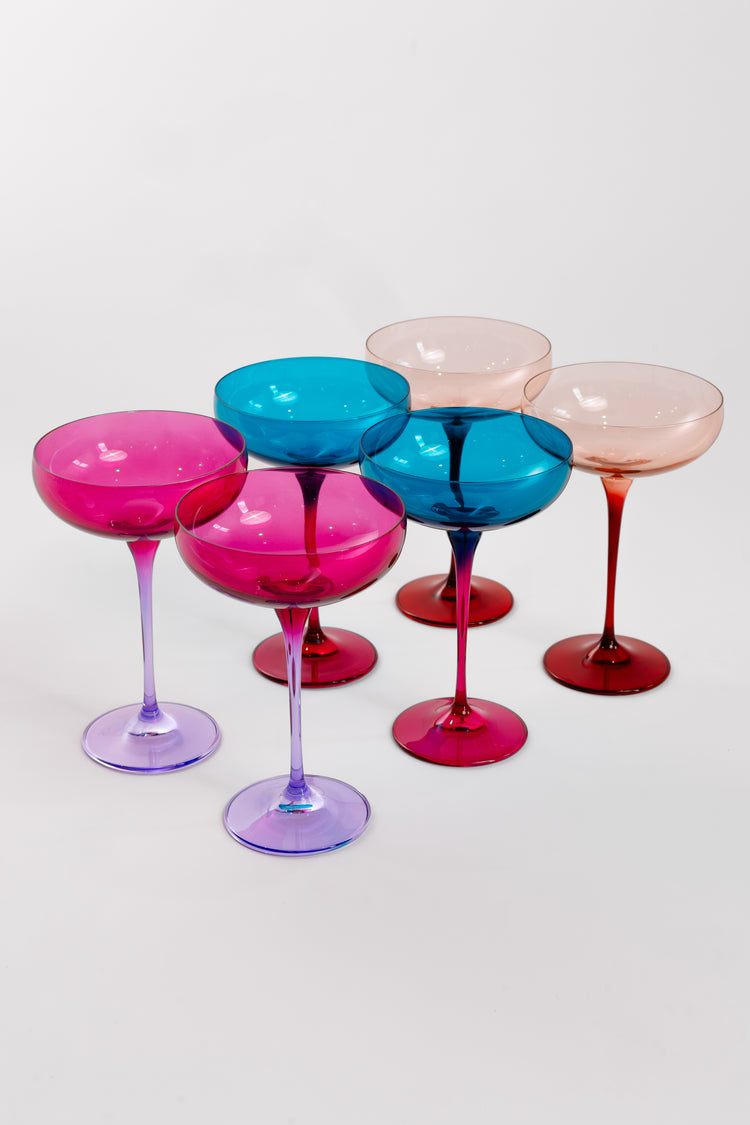 Colorblock Champagne Coupes – Estelle Colored Glass