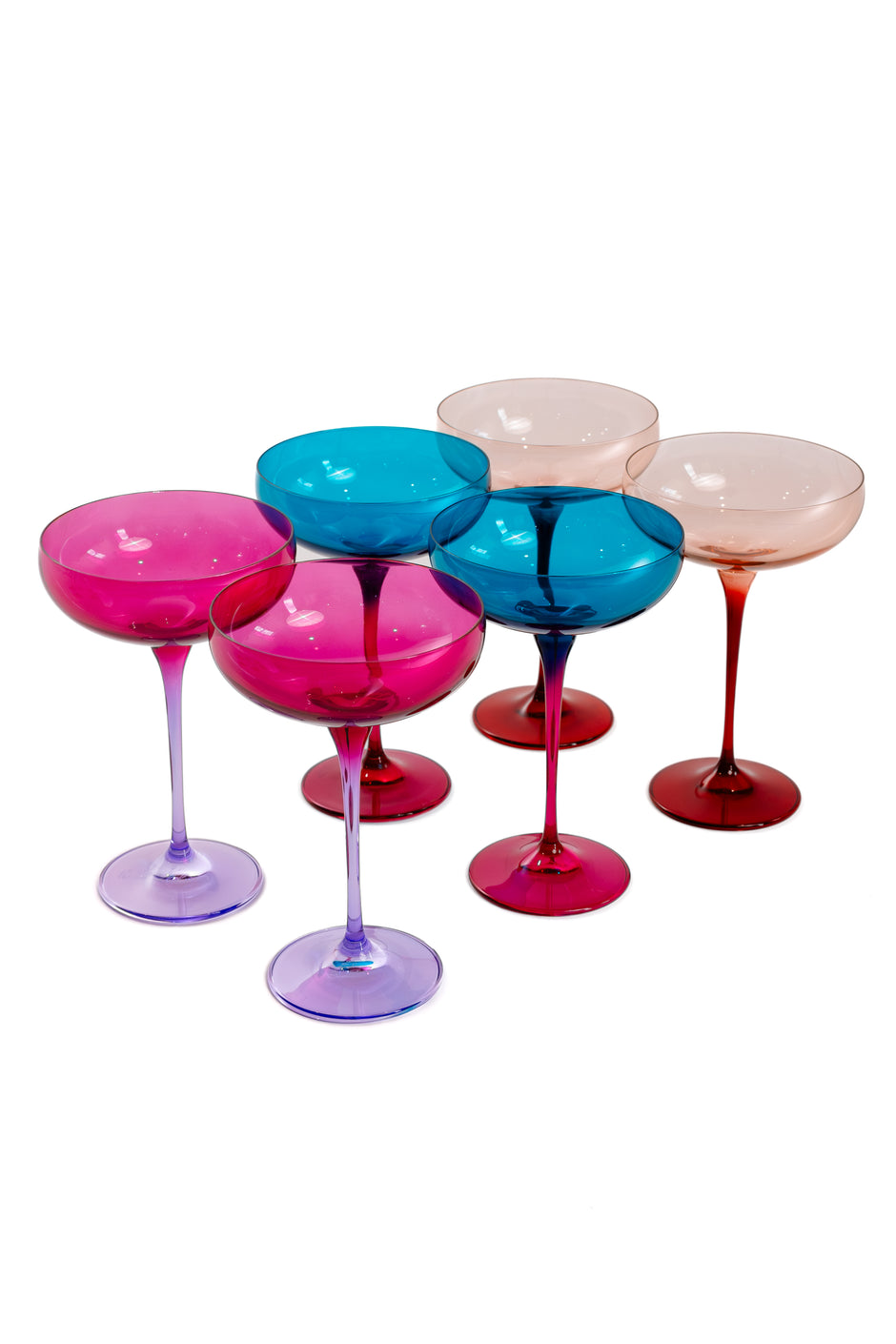 Colorblock Champagne Coupes – Estelle Colored Glass