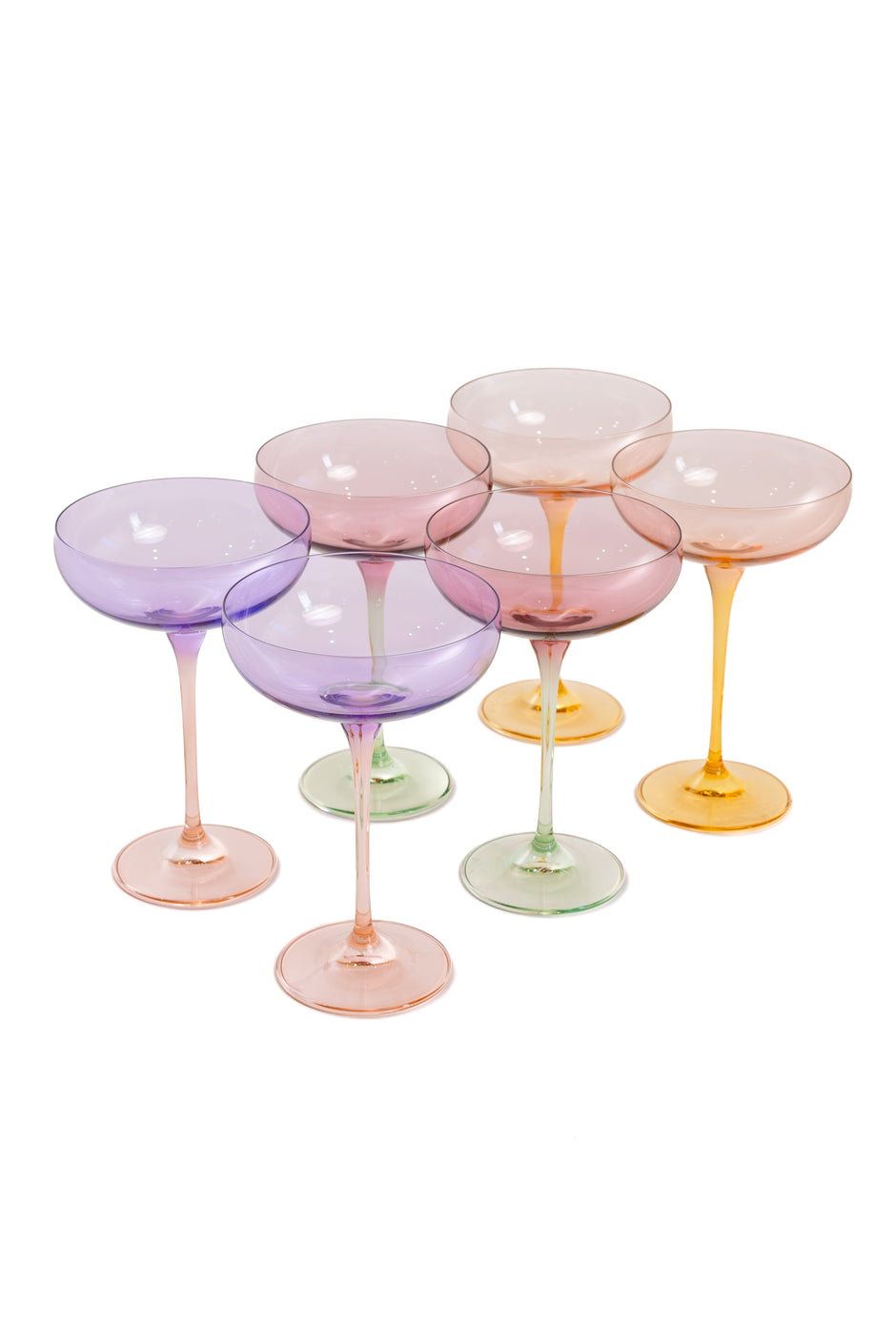 Colorblock Champagne Coupes – Estelle Colored Glass