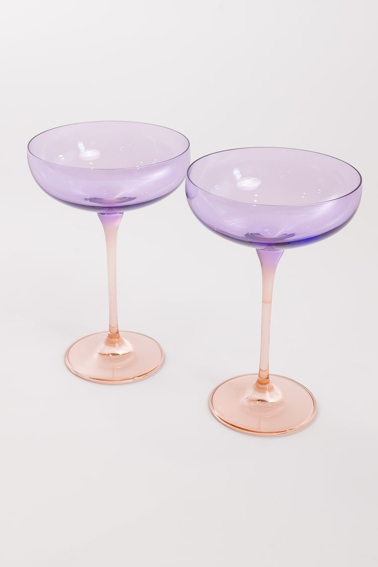 Colorblock Champagne Coupes – Estelle Colored Glass