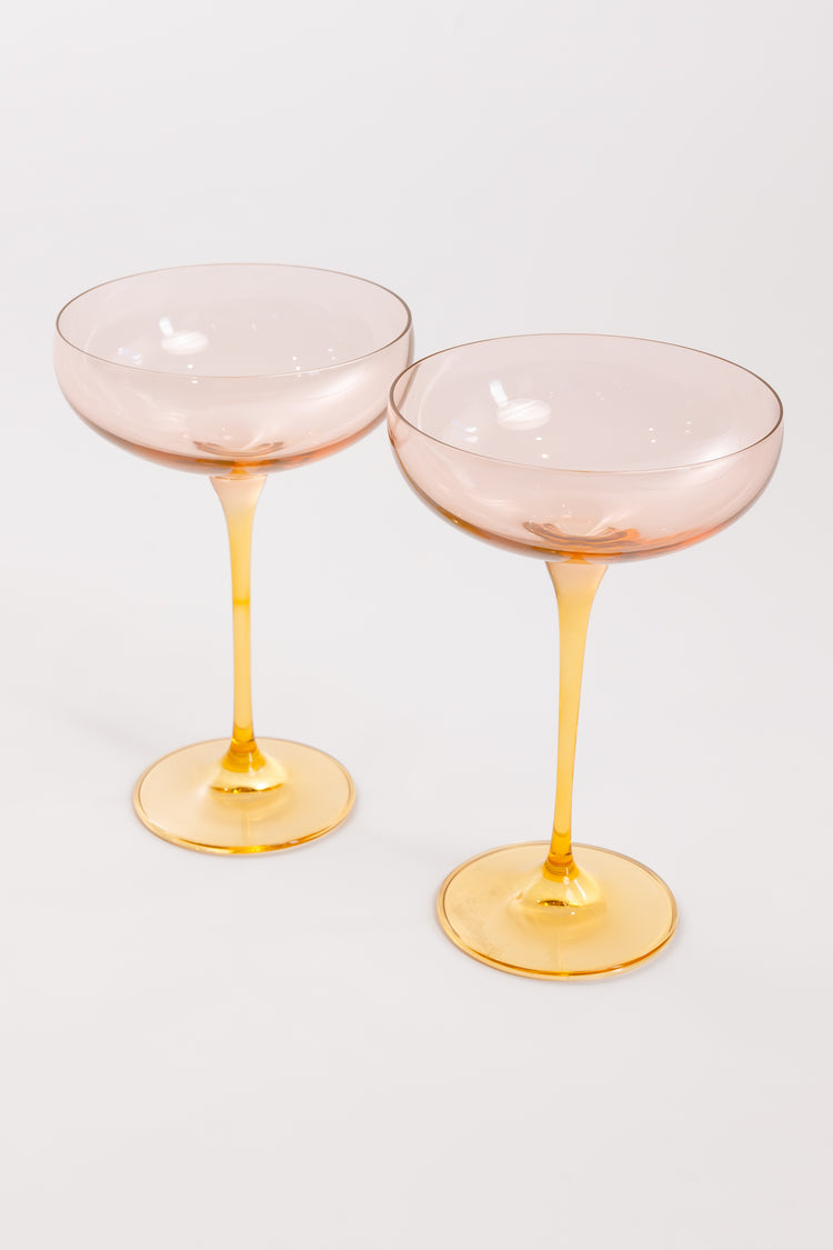 Colorblock Champagne Coupes – Estelle Colored Glass
