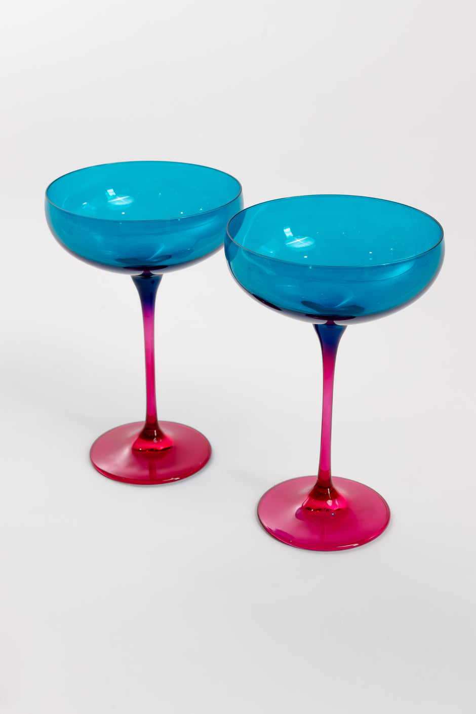 Colorblock Champagne Coupes – Estelle Colored Glass