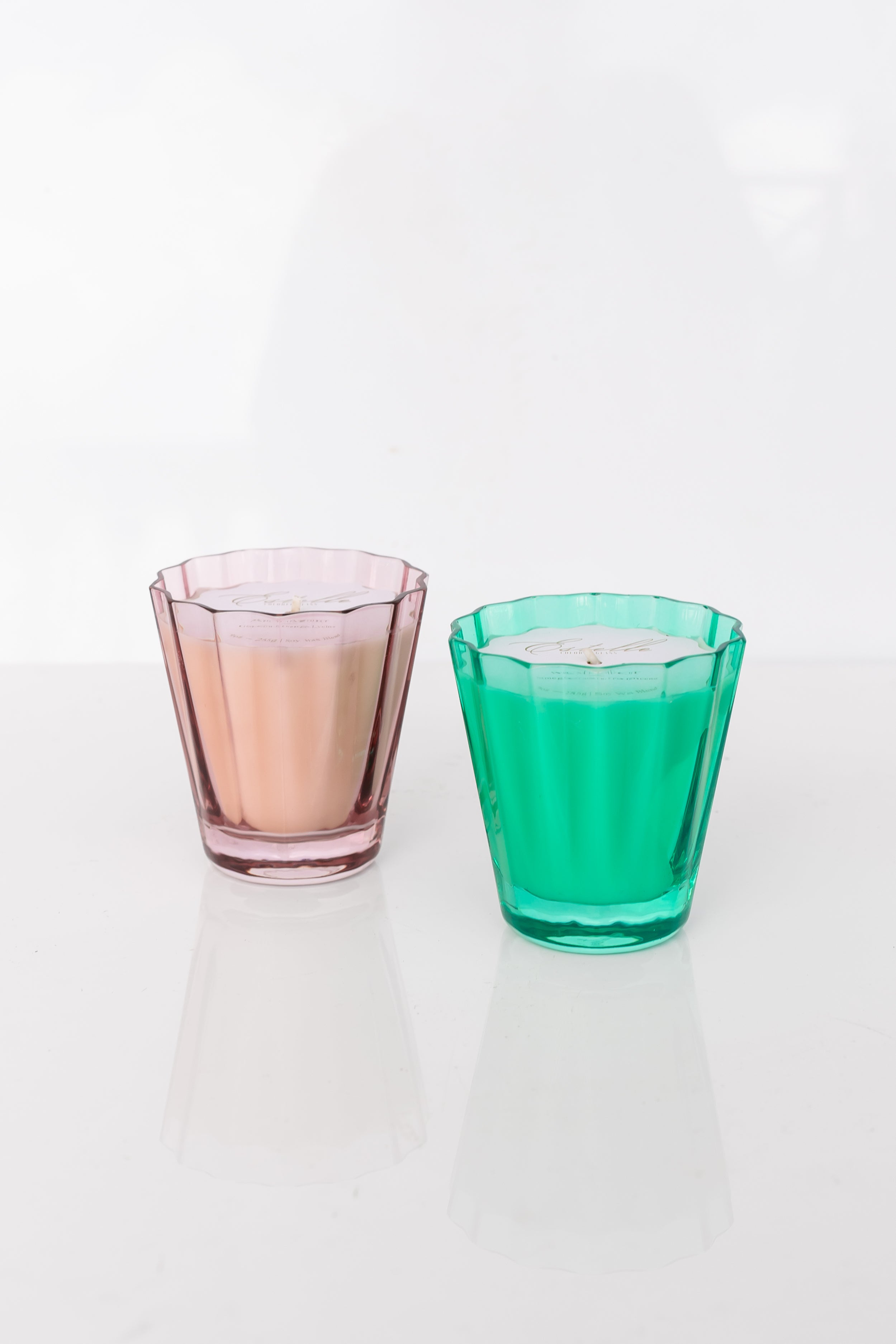 Estelle Colored Sunday Low Ball Candles - Set of 2 {Rose + Kelly Green ...