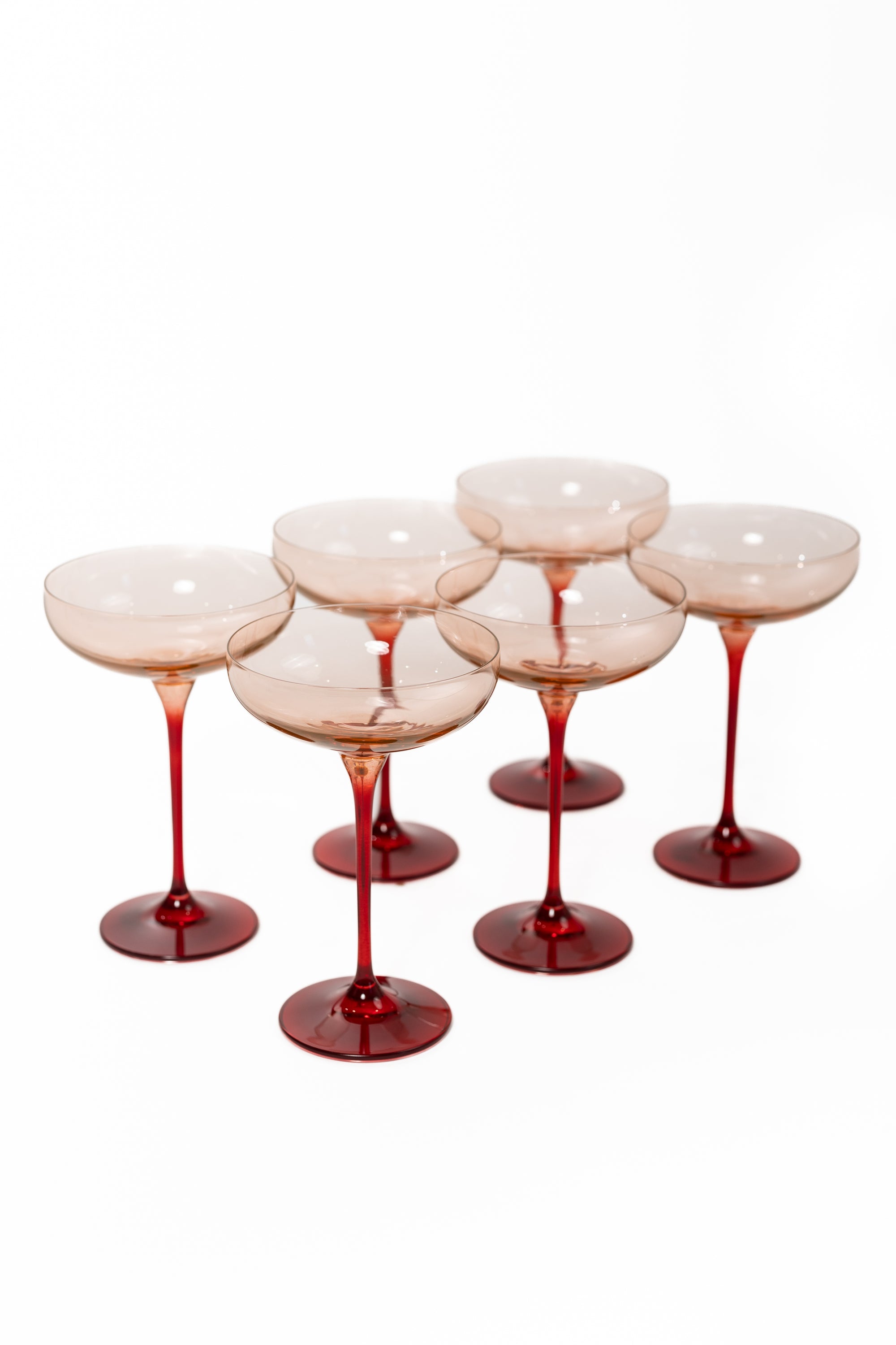 Estelle Colored Champagne Coupe - Set of 6 {Colorblock: Blush Pink + R ...