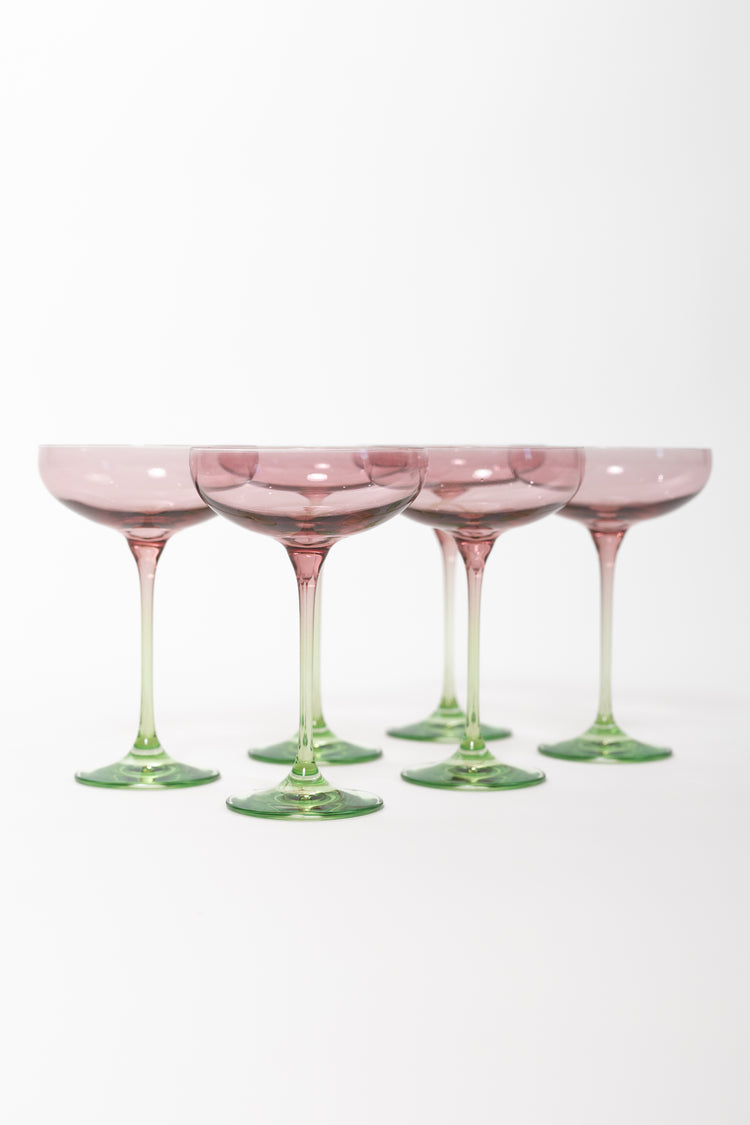 Colorblock Champagne Coupes – Estelle Colored Glass