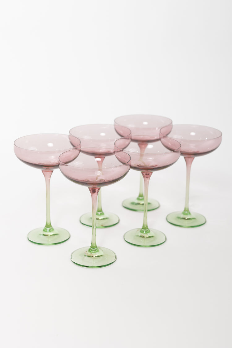 Colorblock Champagne Coupes – Estelle Colored Glass