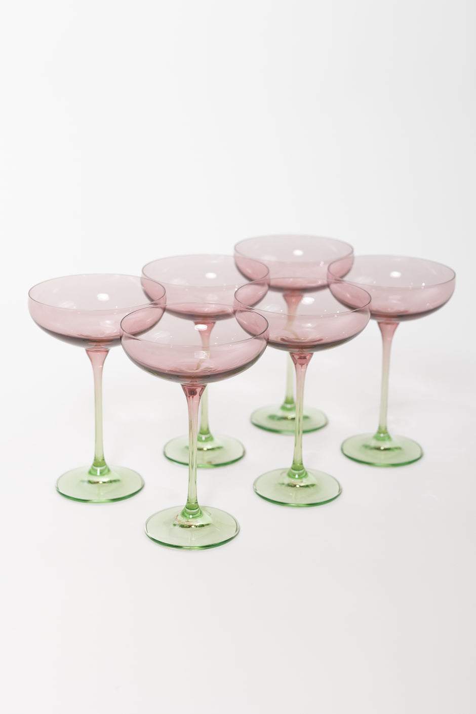Colorblock Champagne Coupes – Estelle Colored Glass