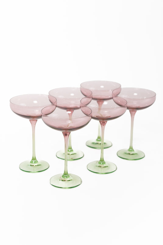 Estelle Colored Champagne Coupe - Set of 6 {Colorblock: Rose + Mint Gr ...