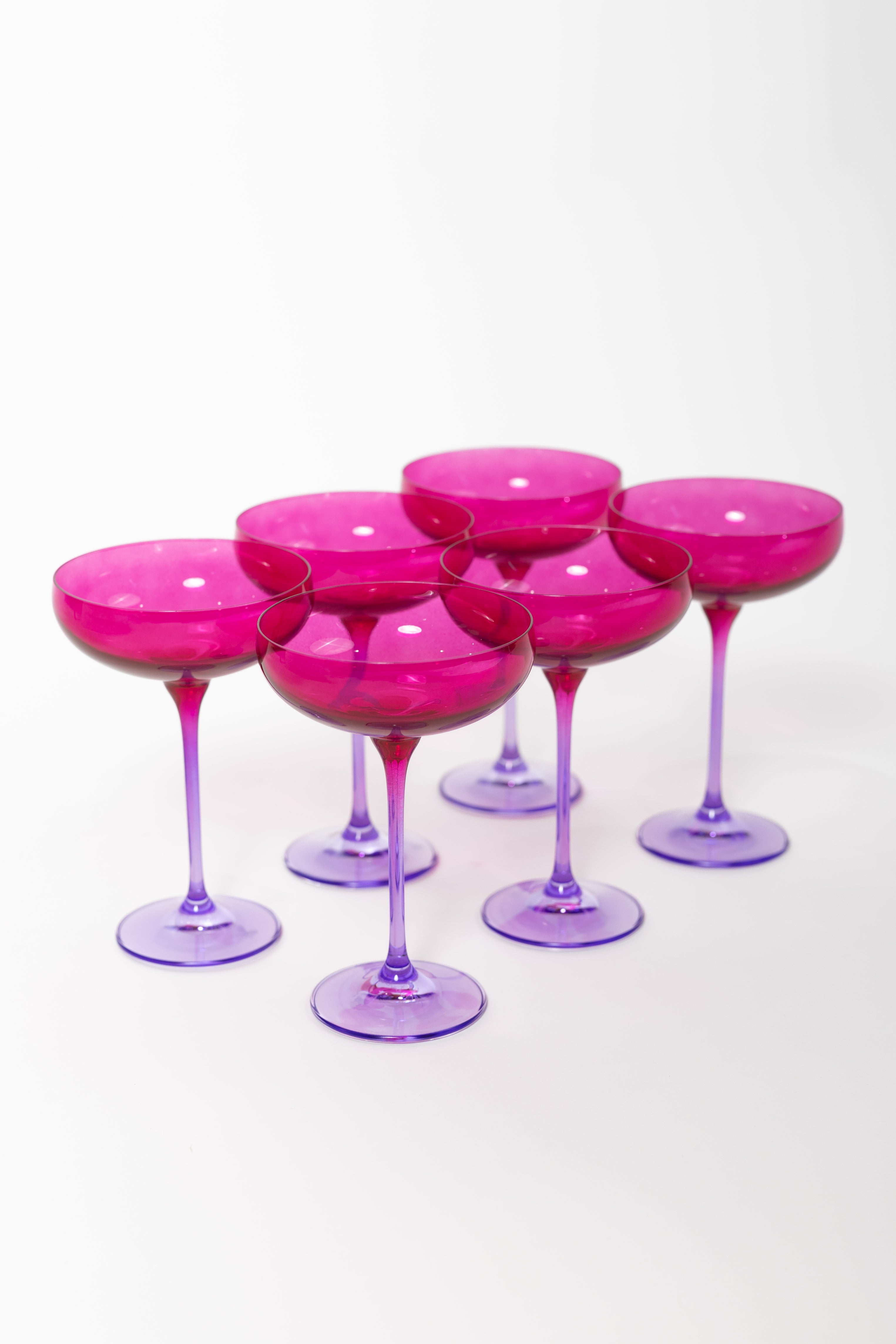 Estelle Colored Champagne Coupe - Set of 6 {Colorblock: Fuchsia + Lave ...