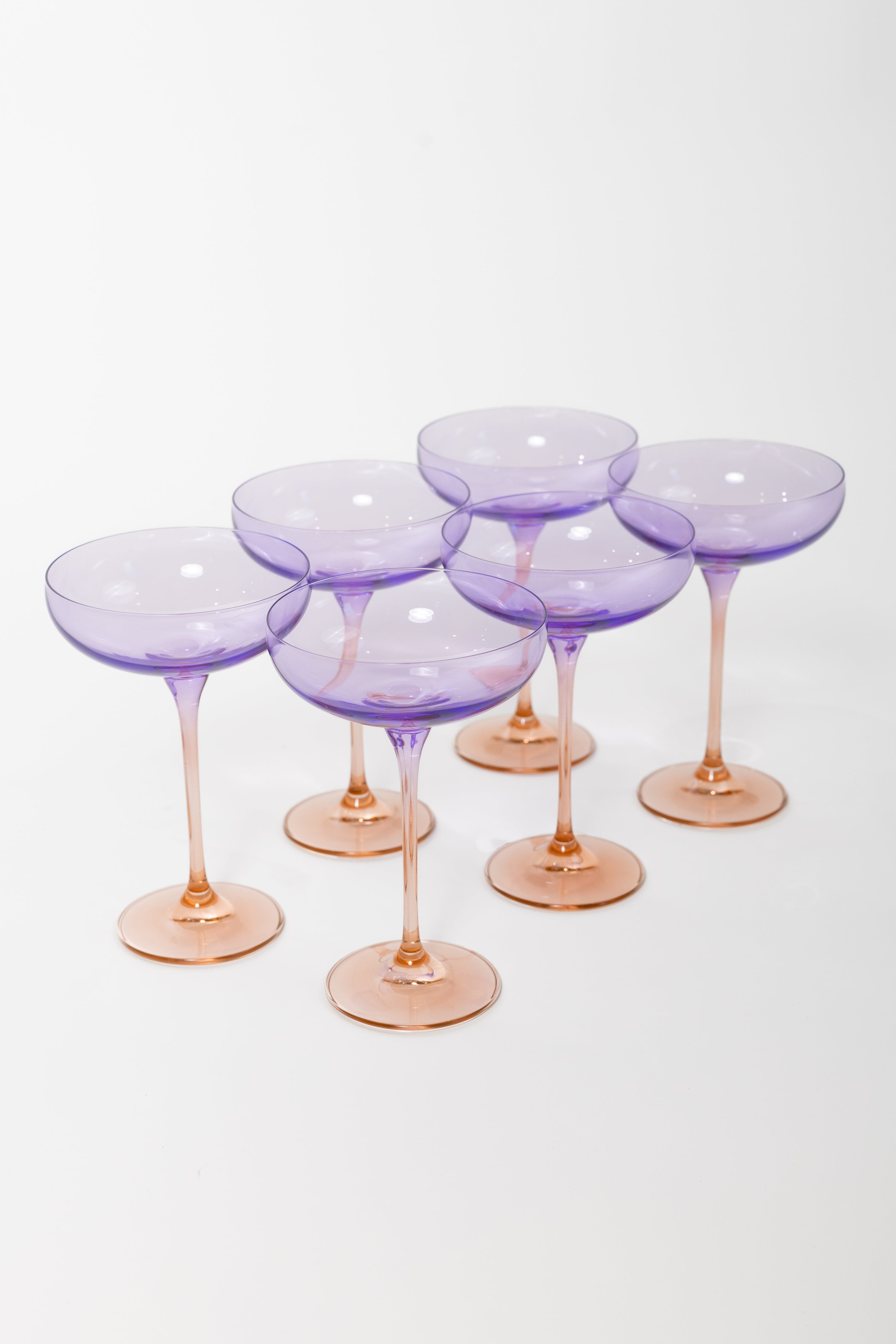 Estelle Colored Champagne Coupe - Set of 6 {Colorblock: Lavender + Blu ...