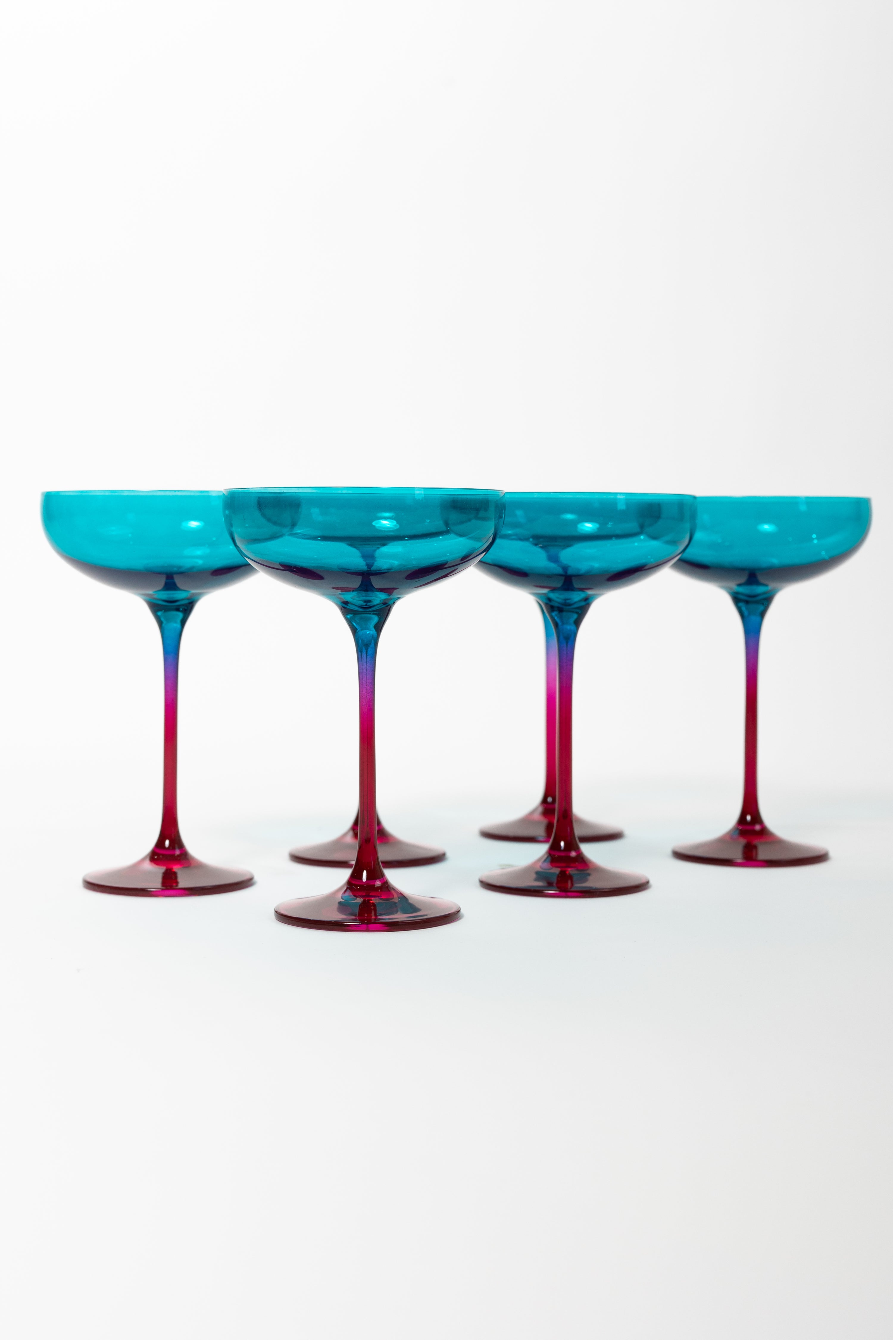 Estelle Colored Champagne Coupe - Set of 6 {Colorblock: Teal + Fuchsia ...