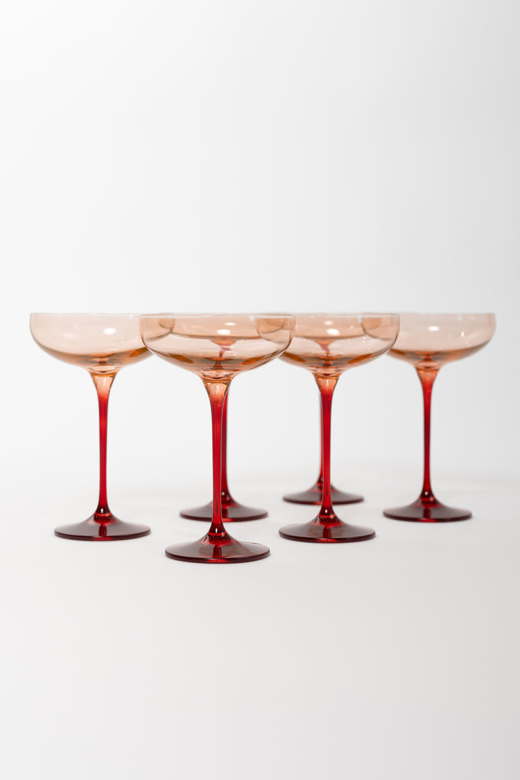Colorblock Champagne Coupes – Estelle Colored Glass