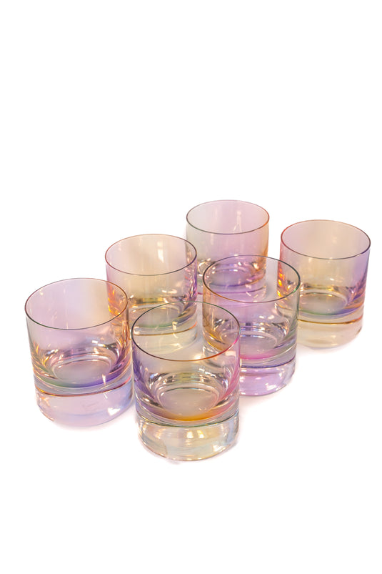 Estelle Colored Rocks Glass - Set of 6 {Iridescent} – Estelle Colored Glass