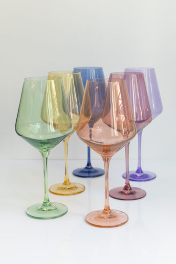 Estelle Colored Wine Stemware Set Of 6 Pastel Mixed Set Estelle