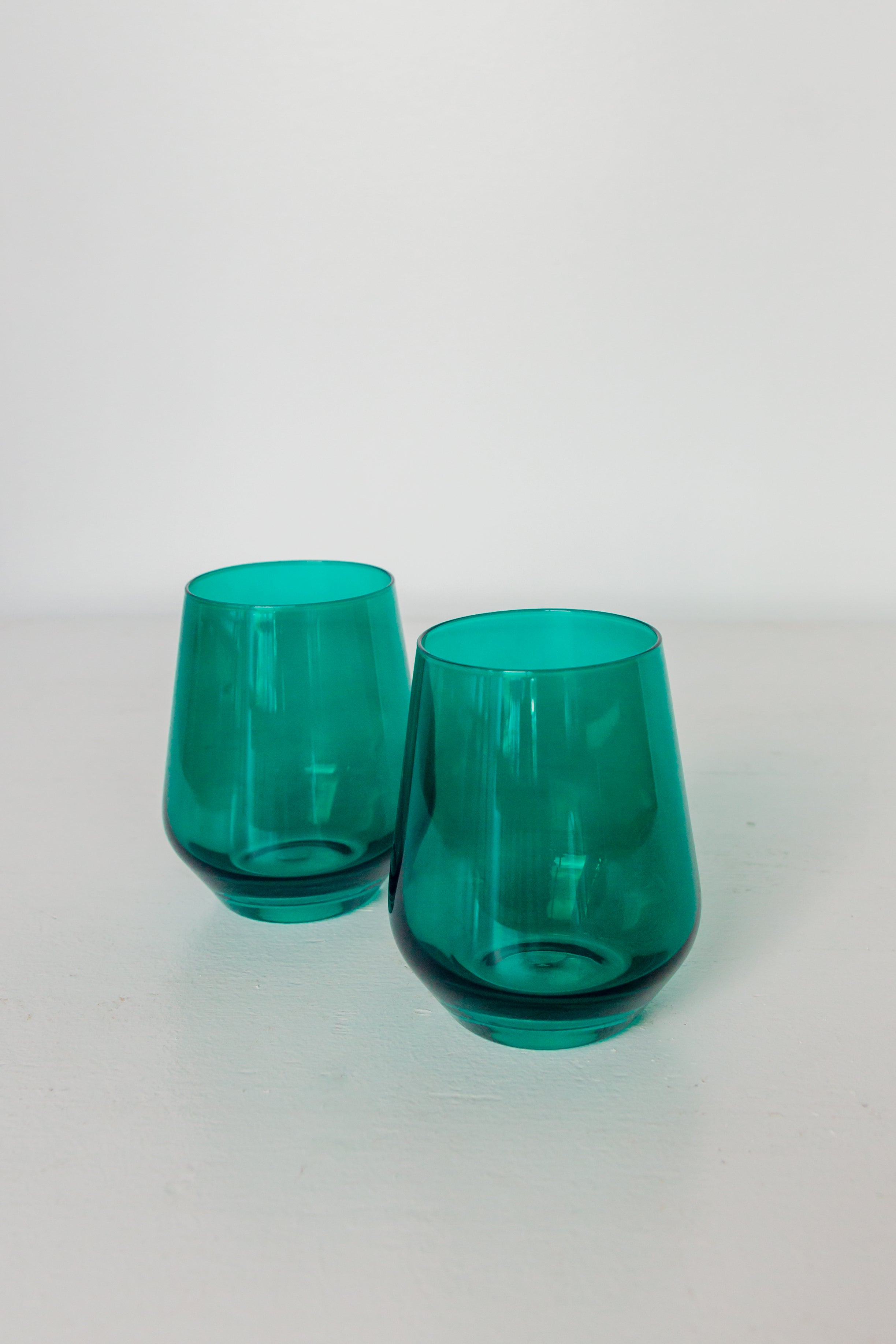 Estelle Colored Wine Stemless - Set of 2 {Emerald Green} – Estelle ...