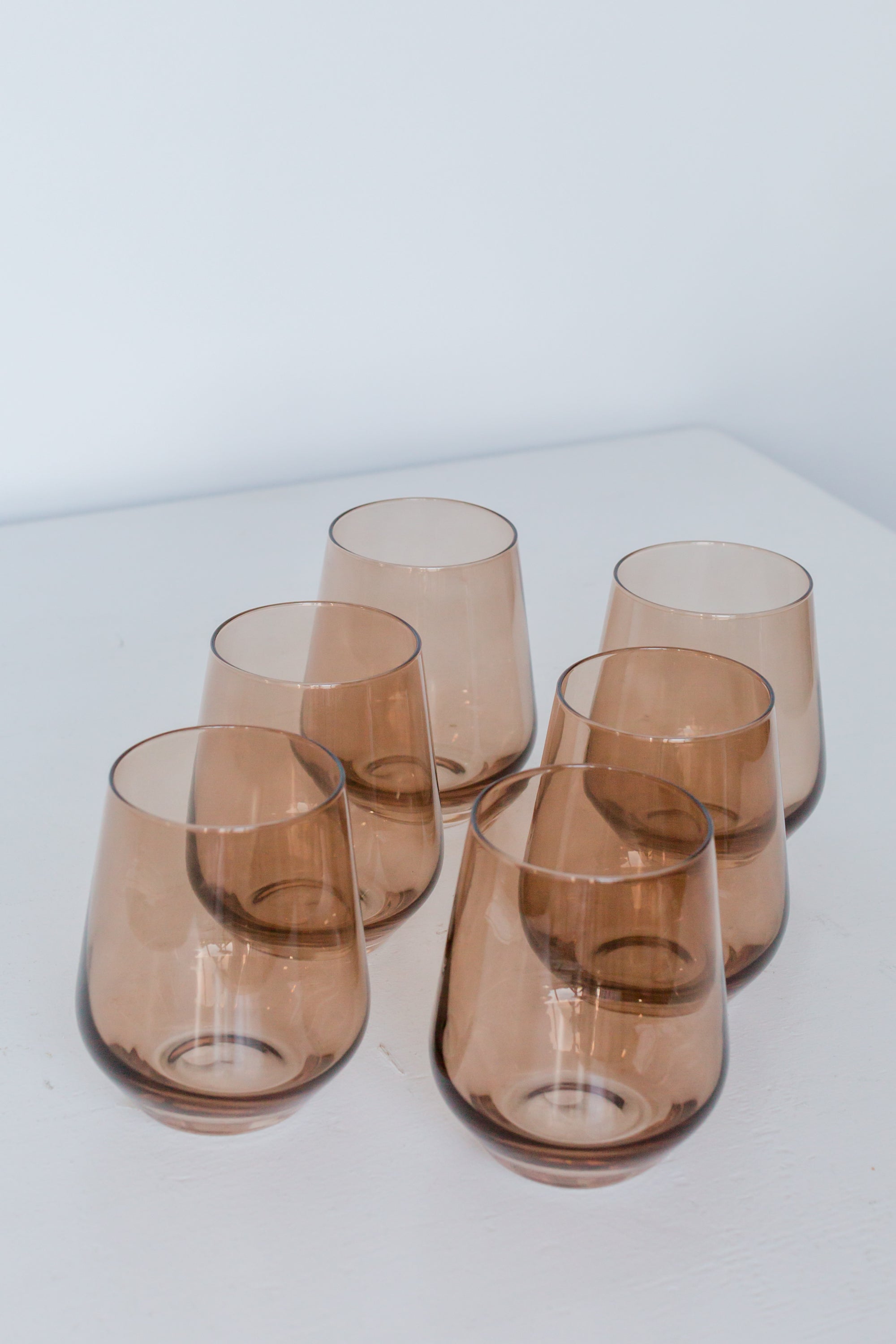 Estelle Colored Wine Stemless - Set of 6 {Mocha Mousse (Our Amber Smok ...