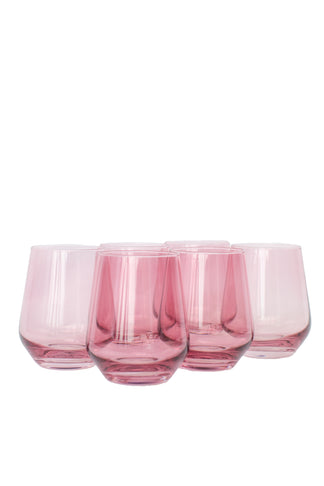 Estelle Colored Wine Stemless - Set of 6 {Rose} – Estelle Colored Glass